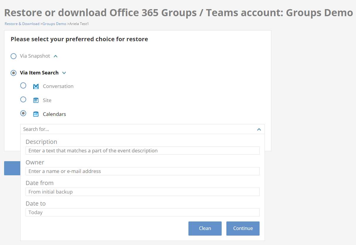 Searching, Restoring & Downloading Groups & Teams Backup Data – CLOUDALLY Searching, Restoring & Downloading Groups & Teams Backup Data – CLOUDALLY
